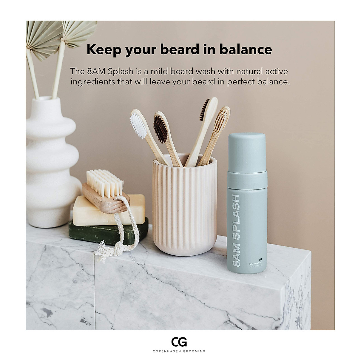 Copenhagen Grooming 8AM Splash Beard Wash for Men - Regenerating & Moisturizing Beard Shampoo - Skin, Mustache and Beard Care