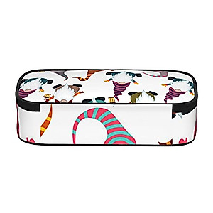 Xmas Funny Gnomes Pencil Pouch, Pencil Bag Flip Pen Box, Large Capacity Compartment Pencil Pouches School Teenagers Boys And Girls