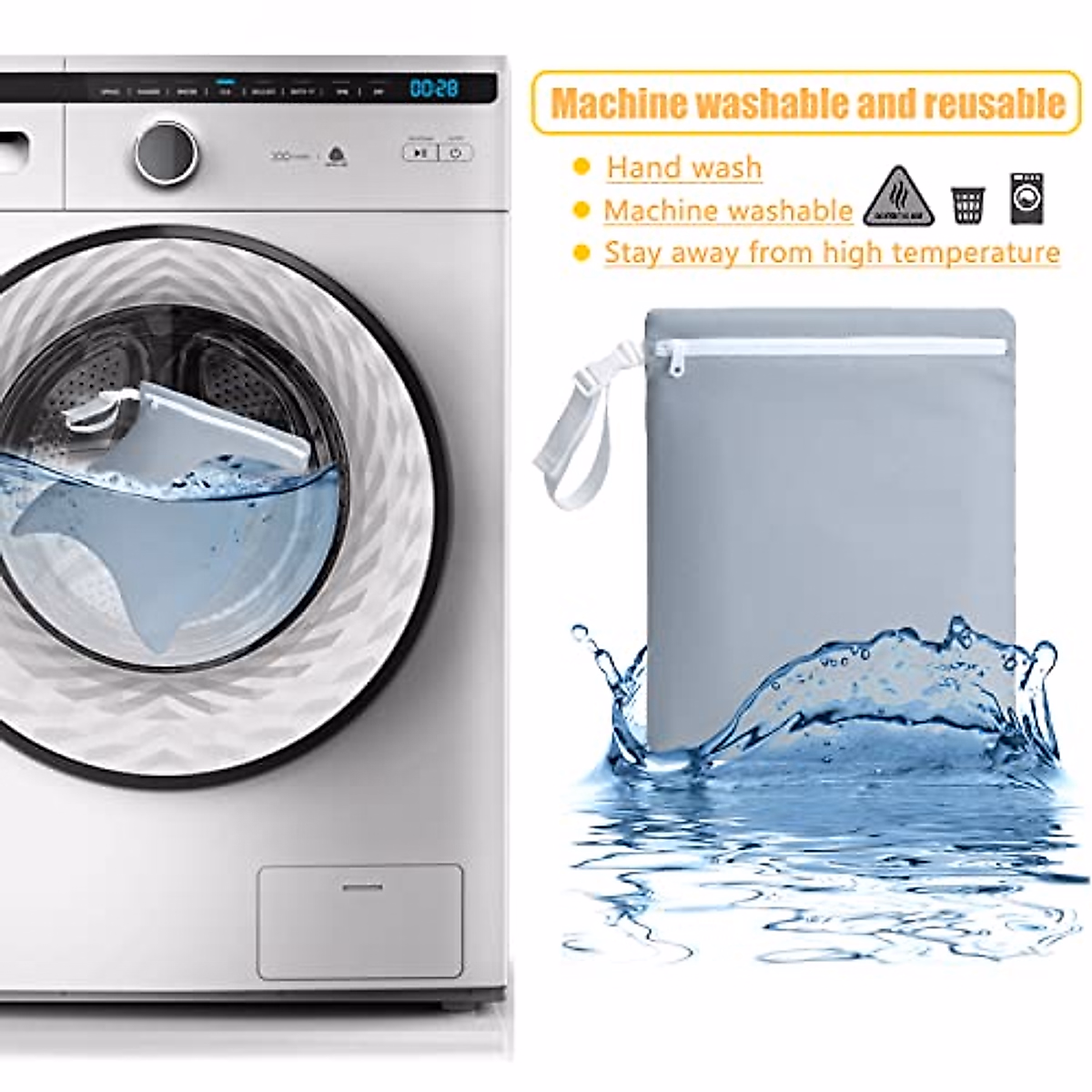 YaKuss Wet Dry Bags for Baby Cloth Diapers, Waterproof Reusable Travel Beach Pool Yoga Gym Bags for Soiled Baby Item Swimsuits & Wet Clothes with Two Zippered Pockets and Stroller Strap 3 Pack- S+M+L