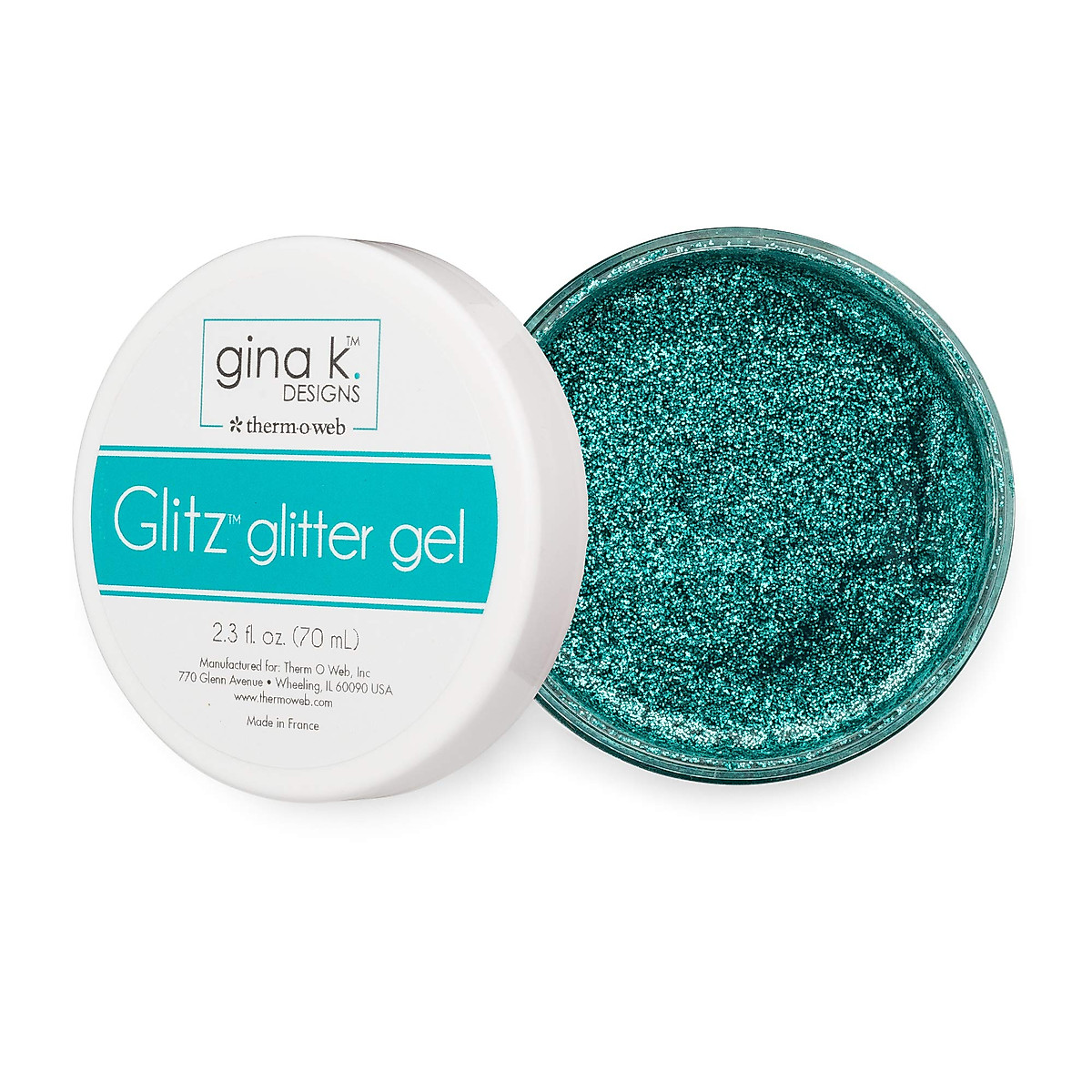 Gina K. Designs for Therm O Web Glitz Glitter Gel, Turquoise Sea , 2.3 Ounces
