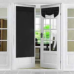 Blackout Door Curtain Panel French Door Curtain, Solid Black Door Curtains for Tricia Door, Rod Pocket Energy Efficient Patio Door Curtain Drapes, 1 Panel, 26 x 68 Inches