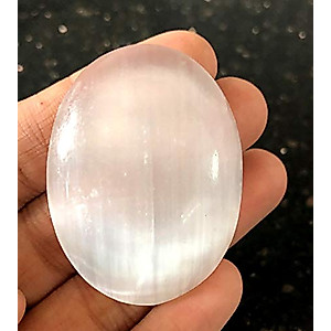 crystalmiracle Beautiful Natural Selenite Worry Stone Crystal Healing Reiki Positive Energy Thumb Stone Feng Shui Peace Gemstone