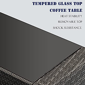 Wisteria Lane 4 Piece Outdoor Patio Furniture Sets, Wicker Conversation Set for Porch Deck, Gray Rattan Sofa Chair with Cushion