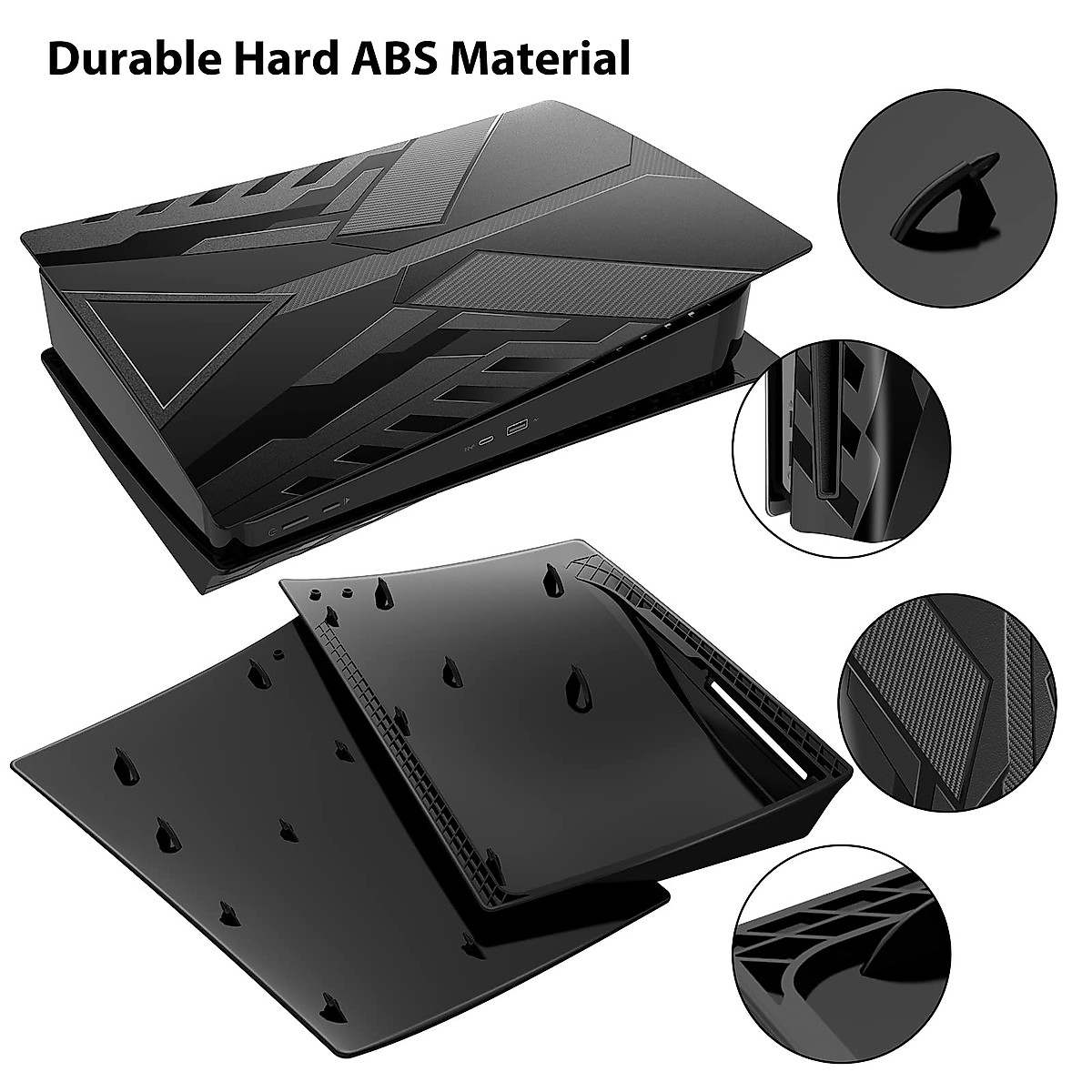 Mooroer PS5 Cover Plates for PS5 Console, PS5 Face Plates with Hard Shell Protective Panels for PS5, Anti-Scratch Waterproof Replacement FacePlate Cover for PlayStation 5 Console Disc Edition, Black