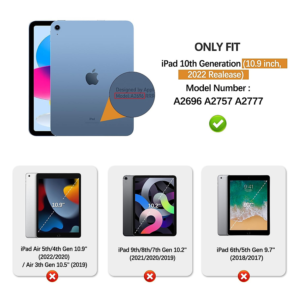 Case for iPad 10th Generation 2022 iPad 10.9 Inch - Multi-Angle Viewing & Auto Wake/Sleep, PU Leather Protective Folio Stand Cover for iPad 10th Gen 10.9 inch 2022, Soft TPU Back, Black Floral