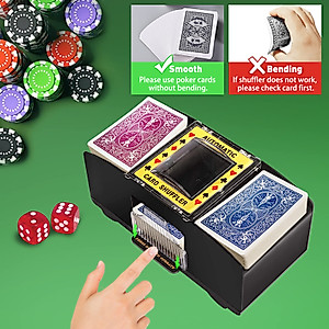 Automatic Card Shuffler 2 Deck - Battery Operated Electric Shuffler, Poker Shuffling Machine for Home Cards Games and Club Gaming, Playing Cards Machine, Suitable for 1-2 Decks, Cards Not Included