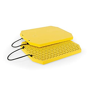 Camco 44545 Heavy-Duty Extra-Large Stabilizer Jack Pads with Handle - Prevent Trailer Jacks from Slipping Into Soft Ground - Includes (2) Jack Pads, Yellow
