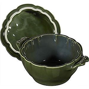 STAUB Ceramics Dutch Oven 16-oz Petite Artichoke Cocotte, Basil