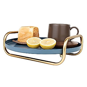 Decorative Trays, Metal Coffee Table Tray, Decorative Serving Tray with Gold Handle, Table Decor for Coffee Table, Coffee Bar, Kitchen Counter, Dining Table, Home Decor, Decorative Table