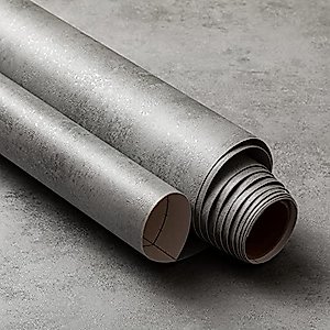 Stone Marble Peel and Stick Wallpaper (24" x 78.7", 2 Pack, Concrete Texture, Gray) Renter Friendly Removable Waterproof Vinyl Home Décor for Cabinets Bookshelf Drawer Table Furniture