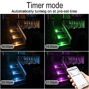 FVTLED LED Deck Lights Kit, 30pcs Φ1.22 WiFi Smart Phone Control Low Voltage Recessed RGBW Deck Lighting Waterproof Outdoor Yard Path Stair Decor, Black