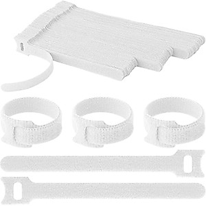 PASOW 60pcs Fastening Microfiber Cloth Cable Ties Wire Management (6/7/8 Inch, White)