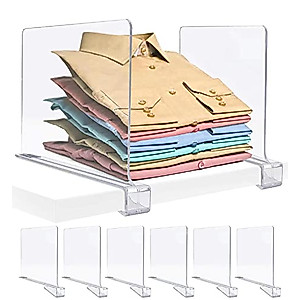 MIVERYEA Acrylic Shelf Dividers, Clear Shelf Divider for Closet Organization 6 Pack Plastic Shelve Divider for Clothes Purses Separators