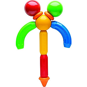 STICK O Basic 10 Piece Magnetic Building Set, Rainbow Colors, Educational STEM Construction Toy Ages 18M+