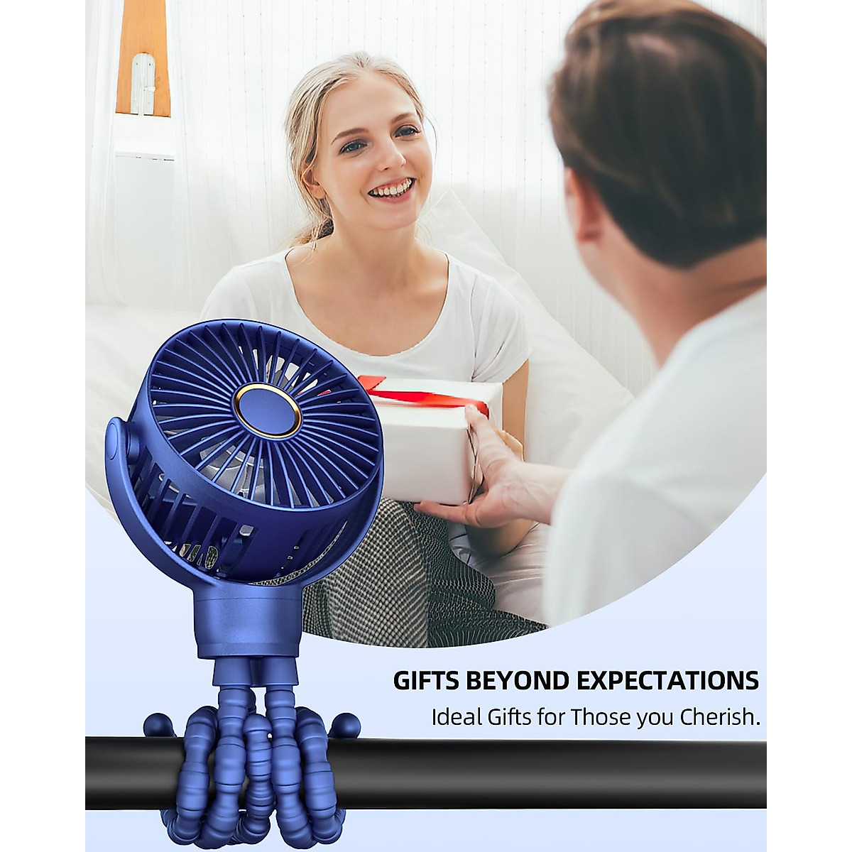 FrSara Portable Baby Stroller Fan, Stroller Fan Clip On for Baby, Safe and Quiet, 4000mAh, Baby Fan for Stroller and Car Seat, 3-Speed Adjustable, Suitable for Desks,travel,Bicycles,Camping Dark Pink