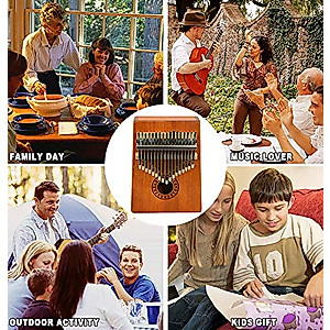 Kalimba Thumb Piano 17 Keys with Mahogany Portable African Mbira Gift for Kids Adult (Style2)