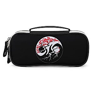 Bonsai Tree in Yin Yang Printed Pencil Case Bag Stationery Pouch with Handle Portable Makeup Bag Desk Organizer