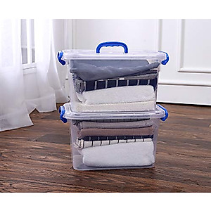 6-Pack Clear Storage Box 7 Quart, Plastic Storage Latch Bins with Handle 6.5 Liter