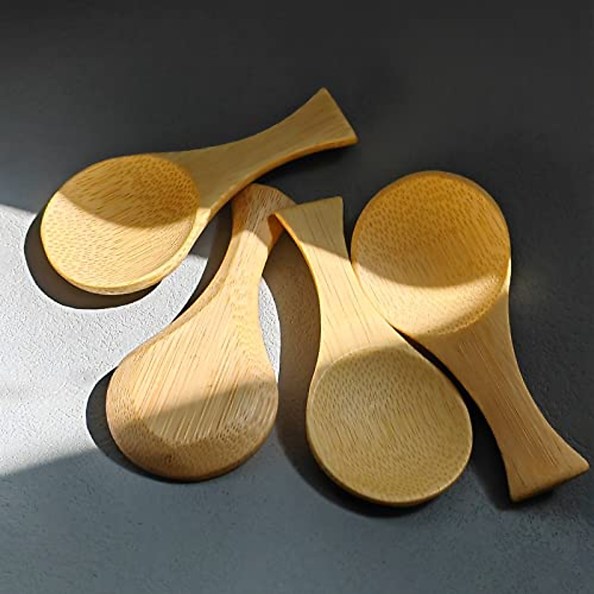 HYMAOME 4pcs Wooden Tea Spoons Little Salt Scoop Small Natural Wood Spice Jars Spoon for Scooping Jam/Ice Cream/Honey/Coffee/Sugar/Butter