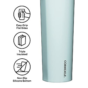 Corkcicle Insulated Canteen Travel Water Bottle, Triple Insulated Stainless Steel, Easy Grip Flat Sides and Screw-on Cap, Keeps Beverages Cold for 25 Hours or Warm for 12 Hours, 25 oz, Powder Blue