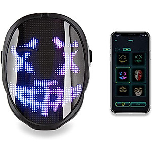 CHEMION Led Mask with Bluetooth App, Led Face Mask for Adults, Digital Face Mask for Birthday Parties, Concerts, Costume mask (AA Battery)