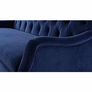Jennifer Taylor Home Xander Tufted Sofa Metal Casters, Navy Blue
