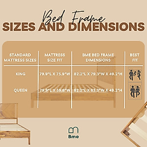 Bme Vivian 14 Inch Deluxe Bed Frame with Headboard, Rustic & Scandinavian Style with Solid Acacia Wood, No Box Spring Needed, 12 Strong Wood Slat Support, Easy Assembly, Queen, Rustic Golden Brown