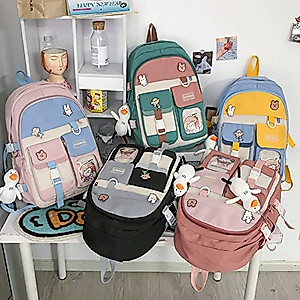 GLIGLITTR Kawaii Backpack for School Aesthetic Bookbag Cute Anime Backpacks for Girls Kids Shoulder Bag College Students Bag(Blue&Yellow)