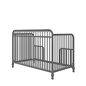 Little Seeds Raven 3-in-1 Convertible Metal Crib, JMPA Certified, Gray