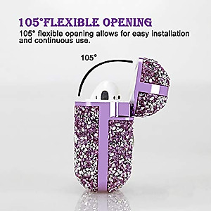 Superious Crystal Protective Compatible with AirPod 1 Case, AirPod 2 Case, Drop Proof Protection, Wireless Charging, Bling, Glitter, and a Keychain with a Cute Twist (Purple)