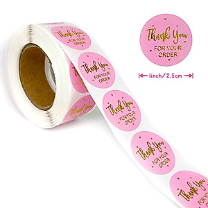 500pcs Thank You Sticker Envelope Seal Scrapbook Sticker Pink Heart Cute Round Sticker Stationery Label Stickers
