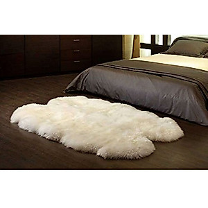 Windward Natural Sheepskin Plush Area Rug Bright White Color Approx 73"x43" Extra Soft Touch of Luxury