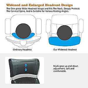 Executive Office Chair, High Back Ergonomic Leather Desk Chair, Widened Adjustable Headrest &Flip-up Arms for Home Office, Black (Modern, Black)