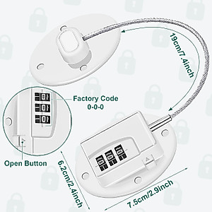 Refrigerator Door Lock keyless, Proof Fridge Lock Combination File Drawer Lock, Safety Cabinet Locks, Strong Non-Marking Adhesive Cupboard Lock for Pantry Freezer and More (2PCS-White)