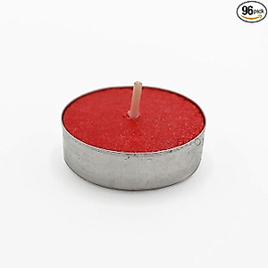 Elyon 96 Apple Cinnamon Scented Red Wax Tealight Candles in Tin Holder, Pleasant Fragrance 4 Hour Burn-Time