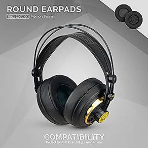 BRAINWAVZ Round Replacement Memory Foam Earpads - Suitable for Many Other Large Over The Ear Headphones - Sennheiser, AKG, HifiMan, ATH, Philips, Fostex, Sony (Black)