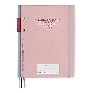 DesignWorks Ink Standard Issue Pink Planner Notebook No. 3 Journal with Lined Pages, Elastic Closure, Pen Holder, and 3 Ribbon Marker for Work, Writing, Journaling, 6.75" x 8.5"