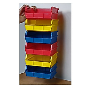 Triton Products 3-235R LocBin Stacking, Hanging, Interlocking Polypropylene Bins 10-7/8-Inch L by 11-Inch W by 5-Inch H Red 6 CT