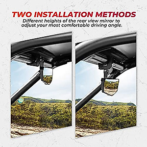 KEMIMOTO UTV Rear View Mirror, SXS UTV Mirror Clear View with 1.5-2 inch 360° Adjustable Low Profile Aluminum Clamp Compatible with Polaris RZR/Pioneer/Talon/Kawasaki KRX/Mule/Can Am X3/ CFMOTO
