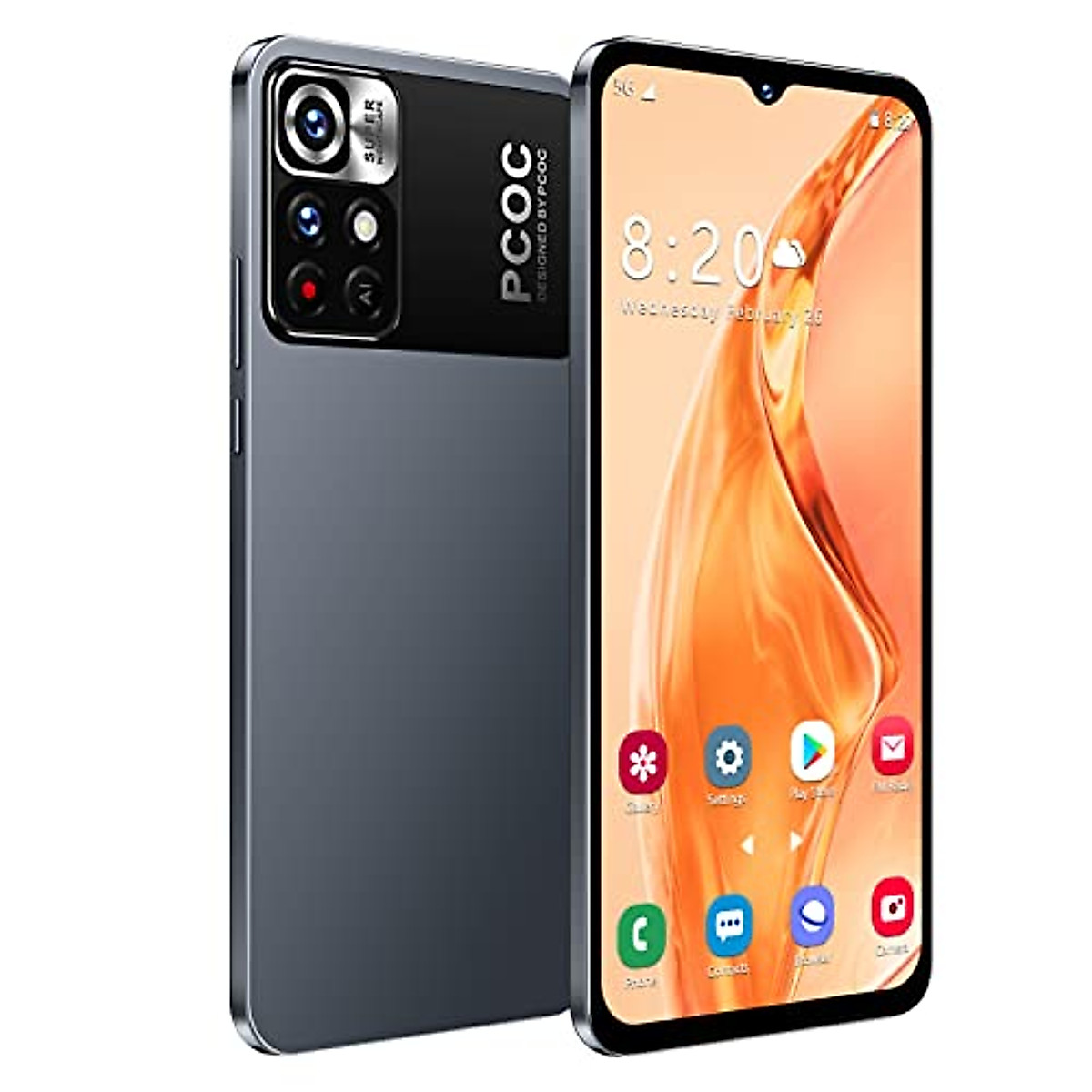 6.1 Inch Screen Smart Phone, Black Stylish Appearance M4 Pro Phone Ultra Thin for Daily Life (US Plug)