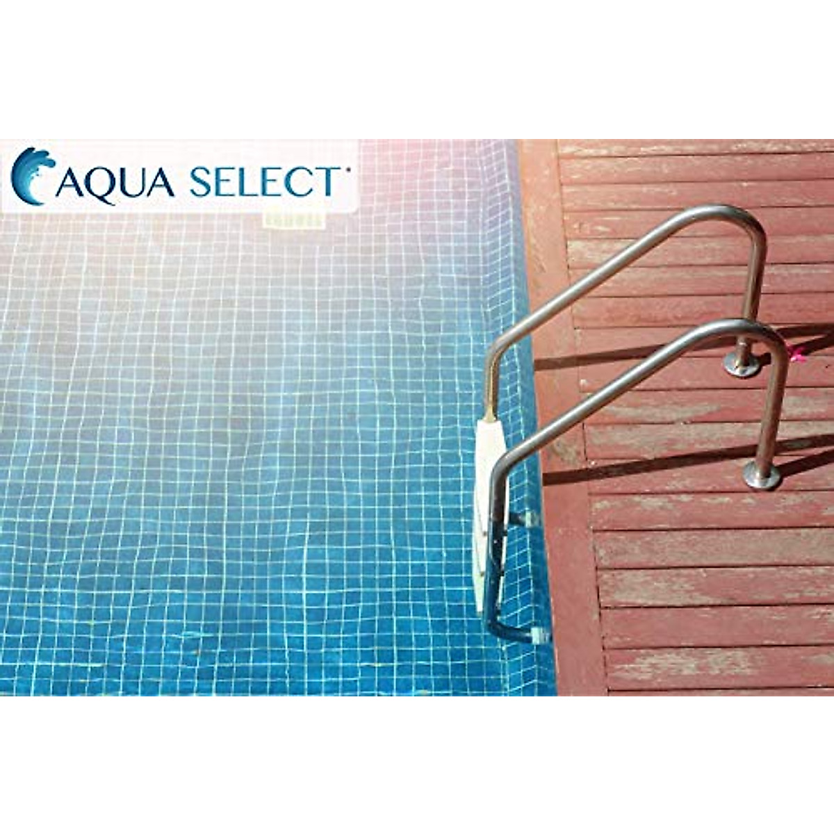 Aqua Select Three Tread Stainless Steel Pool Ladder | Entry and Exit System for In-Ground Swimming Pools | 250 Pound Capacity | 1.90-Inch Outer Diameter | with Non-Slip Plastic White Steps