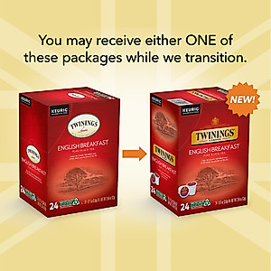 Twinings English Breakfast Tea K-Cup Pods for Keurig, Caffeinated, Smooth, Flavourful, Robust Black Tea, 24 Count (Pack of 1)