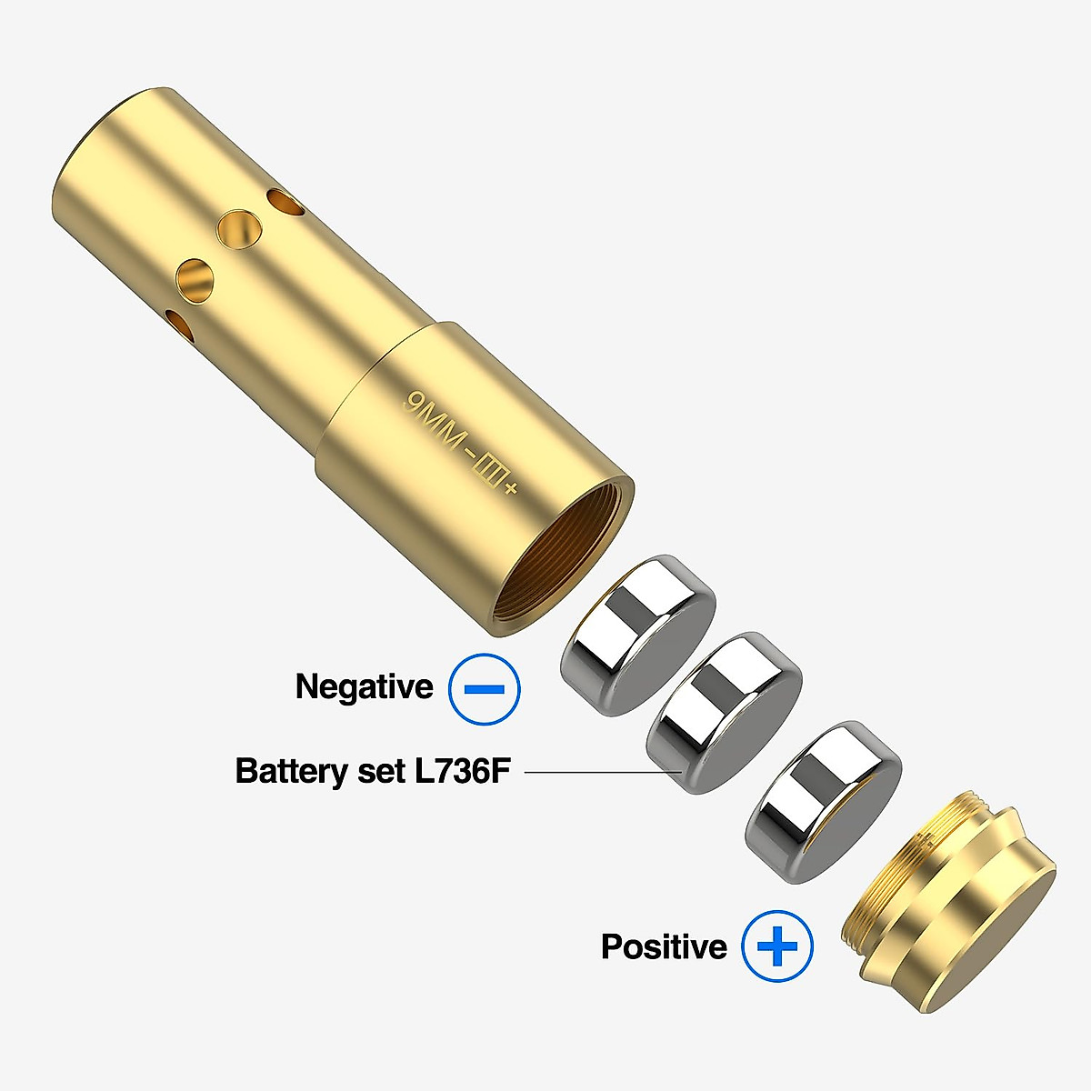 Darkfang 9mm Bore Sight Laser for Pistol Easy Adjust and Zeroing Optics Bore Sighter with 2 Sets Batteries for Scope Sighting