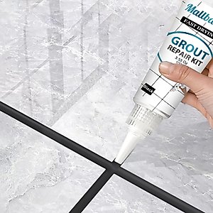 Grout Paint, 2 Pack Black Grout Filler Tube, Grout Cleaner Sealer for Bathroom Shower Kitchen Floor Tile, Fast Drying Tile Grout Repair Kit, Restore and Renew Tile Line, Gaps, Replace Grout Pen(Black)