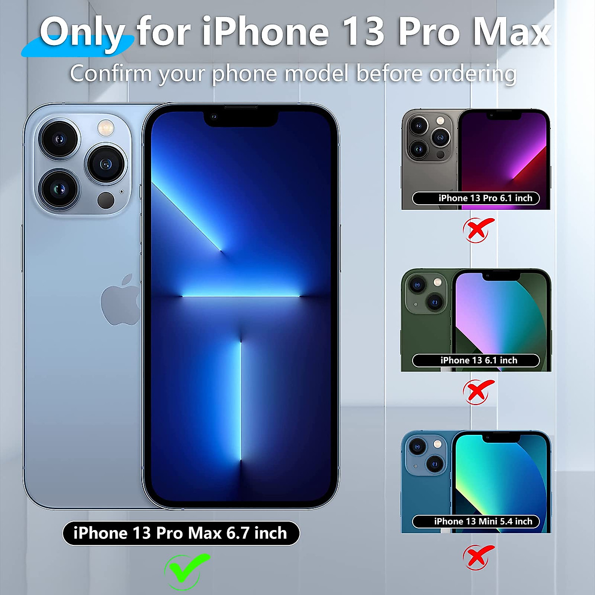 Red2Fire for iPhone 13 Pro Max Case, [Shockproof] [Dropproof] [Dust-Proof] with [2 Pack Tempered Glass Screen Protector] Protective Phone Case for iPhone 13 Pro Max -6.7 inch Blue
