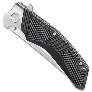 Honshu Premium Sekyuriti Ball Bearing Opening Pocket Knife - D2 Tool Steel Blade, Black TPU Handle Scales, Steel Pocket Clip – Ideal Everyday Carry Knife - 4 1/2" Closed