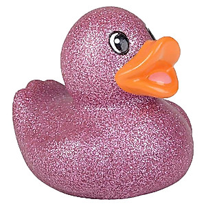 The Dreidel Company Glitter Rubber Duck Toy Assortment Duckies for Kids, Bath Birthday Gifts Baby Showers Summer Beach and Pool Activity, 2" (10-Pack)