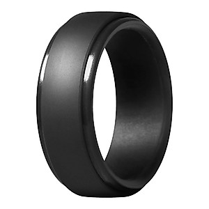 ThunderFit Silicone Rings for Men, Step Edge Rubber Wedding Bands 10mm Wide 2.5mm Thick - 1/2/3/4/5/6/7 Variety Multipack