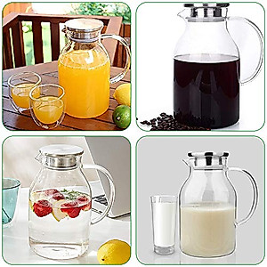 68OZ Glass Pitcher with Lid and Spout - High Heat Resistance Pitcher for Hot/Cold Water & Iced Tea (2.0L)
