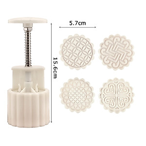 Chinese flower moon cake press mold, hand pressed mooncake dessert DIY, moon cake puff pastry 1 mold with 4 stamps for various holidays, parties (4*Have money to spend(75g))